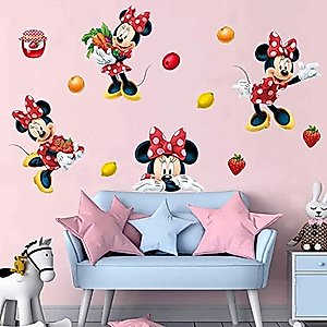 SchwartsCount-Minnie Mouse Wall Decals, Minnie Mouse Wall Stickers, Disney Minnie Wall Decals, Removeable Vinyl Cartoon Peel and Stick Large Sticker