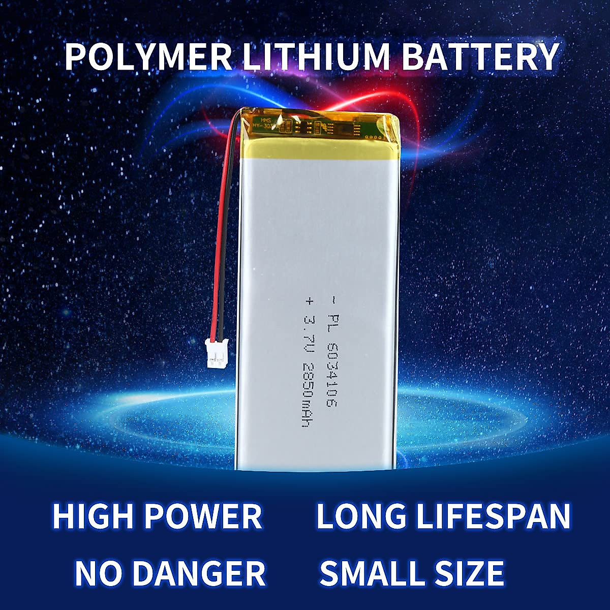 YTKavq 3.7v 2850mAh 6034106 Lithium Polymer Ion Battery Rechargeable Lipo Battery with PH 2.0mm Pitch Connector