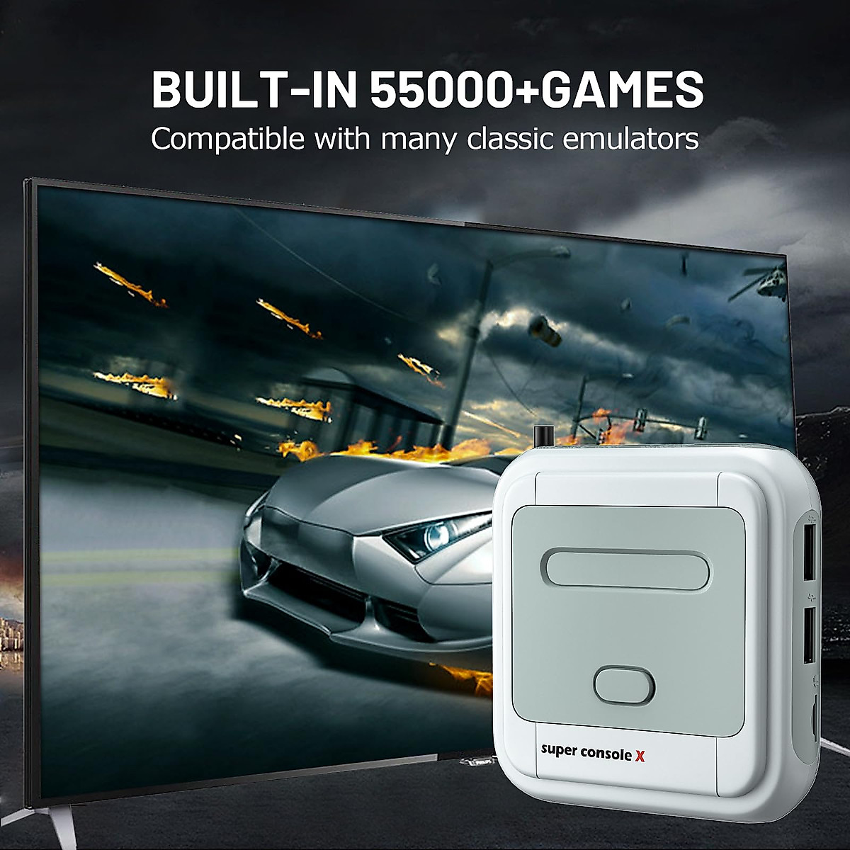 Super Console X, Retro Classic Video Game Consoles,Built in 41,000+ Games,52+ Emulators for 4K TV HD/AV Output,with Dual Wireless 2.4G Controllers Gamepads,Support WIFI/LAN,Up to 5 Players(128G)