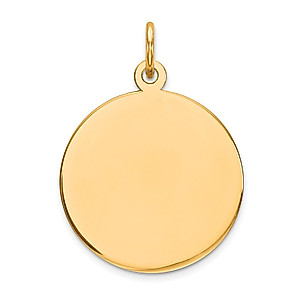 925 Sterling Silver Yellow Gold-Plated Engravable Round Disc Charm Pendant - 25mm x 17mm