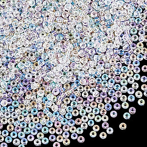 PH PandaHall 6000Pcs 11/0 2mm Glass Seed Beads Round Waist Beads Mini Spacer Beads for Earring Bracelet Necklace Jewelry Making, AB Color
