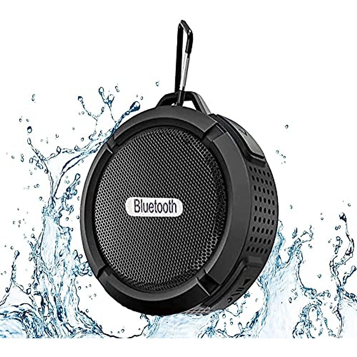 Bluetooth Speaker, IPX7 Waterproof Shower Bluetooth Speaker, Portable Wireless Outdoor Speaker with HD Sound, Support TF Card, Suction Cup for Home, Pool, Beach, Boating, Hiking 6H Playtime -Black