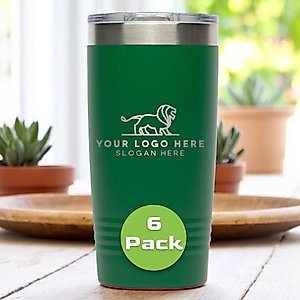 20oz Stainless Steel Tumbler - Upload Your Logo, Custom Engraved, Double Wall Vacuum Insulated Travel Mug, Ideal for Corporate Gifts, Events, and Sports Teams (6 Pack)