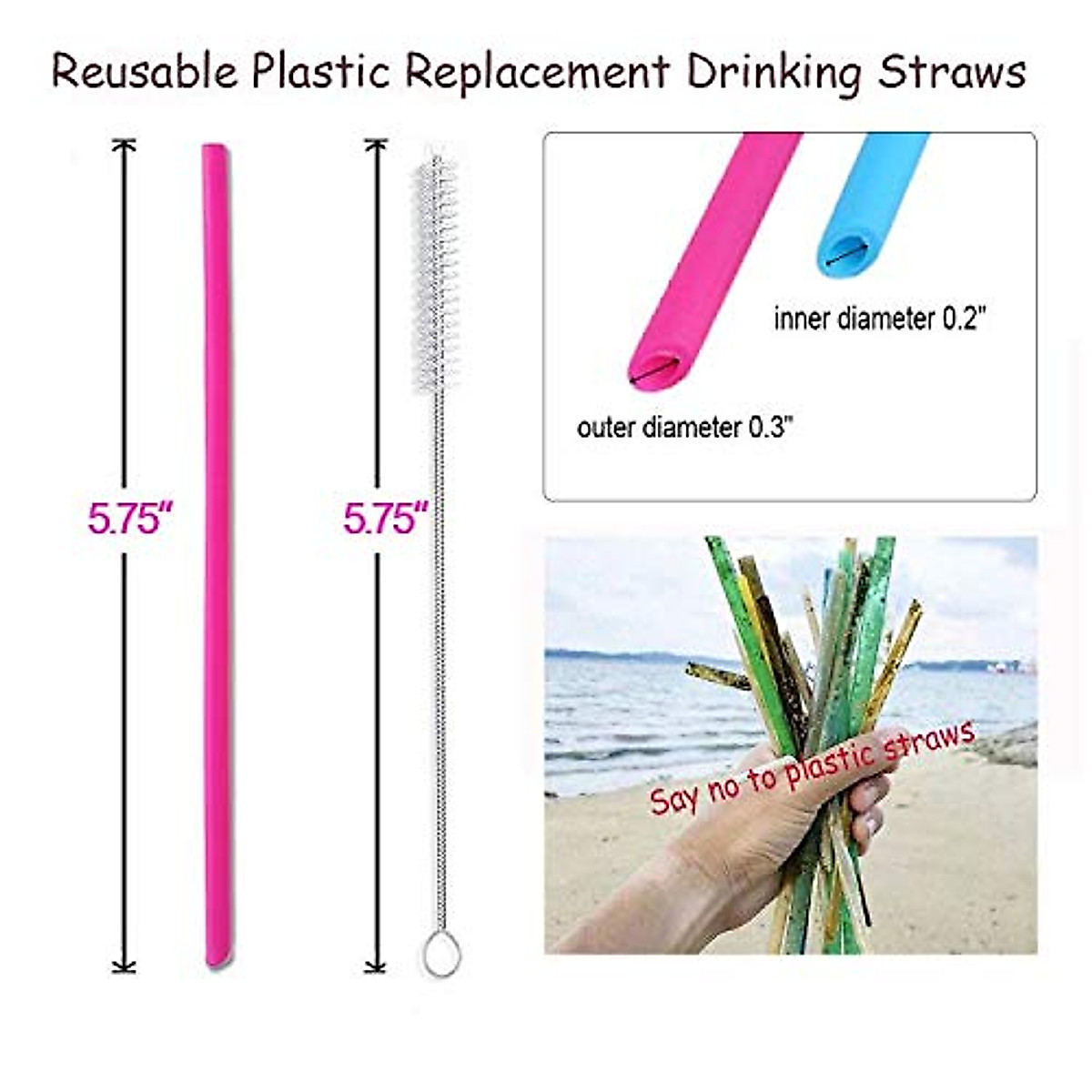 12Pcs Reusable Silicone Straws - Regular Size 6“ for Toddlers + Storage Pouch