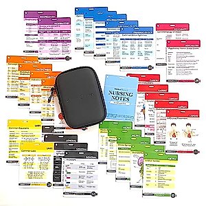Nursing Notes 60 High Yield Pocket Nursing Reference Cards, Durable Plastic (3.5" x 5") - MedSurg, ICU/Critical Care, Pharmacology, OB/Peds - Waterproof Full Color Reference Book for Nurses, CNA