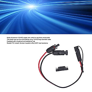 Solar Panel Connector Cable 12AWG 0.44m PVC Copper Solar Panel to SAE Adapter for Automobiles, Solar Devices
