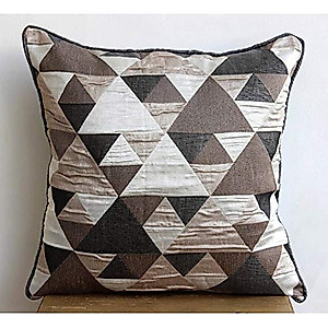 The HomeCentric Brown Throw Pillow Covers, Contemporary Geometric Pillow Cases, 12x12 inch (30x30 cm) Throw Pillow Cover, Jacquard Weave Square Pillows Cover, Optic Japanese Easter - Brown Origami