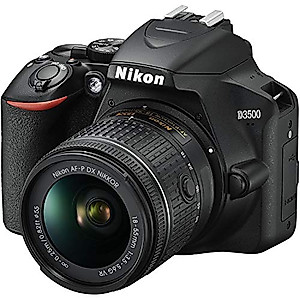 Nikon D3500 Digital SLR Camera & 18-55mm VR DX AF-P Lens with 32GB Card + Case + Tripod + 2 Lens Kit (Renewed)