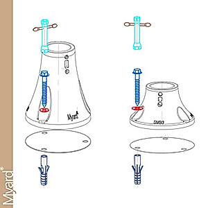 Myard 6" Surface Mount Base Anchor Flange for 1.9" Swimming Pool Rail Handrail Ladder to Concrete or Wood Deck (Ivory White, 2-Pack)