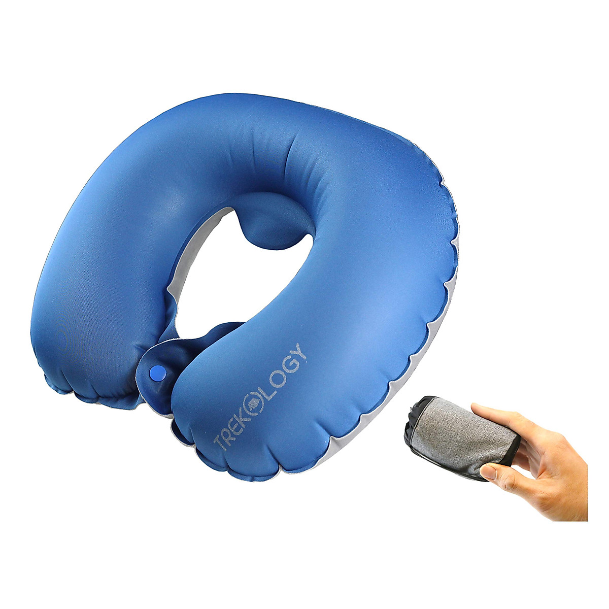 TREKOLOGY Inflatable Neck Pillow for Travel - Ultimate Comfort and Support for Airplanes, Cars, and More - Ergonomic Design for Restful Sleep and Neck Relief - Essential Travel Accessory