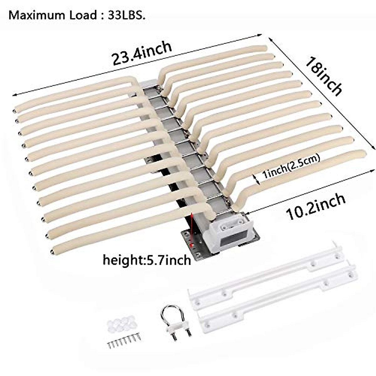 MYOYAY Pull Out Trousers Rack 22 Arms Steel Pull Out Pants Rack Pants Hanger Bar Clothes Organizers for Closet for Space Saving and Storage Maximum Load 33lbs Beige 23.4x18x5.7inch