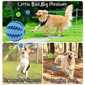 Feixun Dog Treat Toy Ball, Dog Tooth Cleaning Toy, Interactive Dog Toys(1 Green+1 Blue) 2.8" Pack of 2