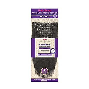 BellaBeads Micro Links Hair Extensions – 8-Piece Microlink Hair Extensions Human Hair with Extra Beads – Natural Human Hair – 18-Inch Real Hair Extensions – Reusable and Long-Lasting (NATURAL BROWN)