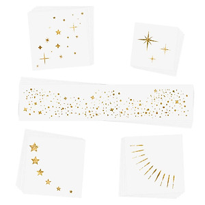 TWINKLING LIGHTS VARIETY SET of 25 assorted premium waterproof metallic gold jewelry temporary foil face Flash Tattoos, face sparkle, face glitter, metallic tattoo, eye jewel, New Years Eve