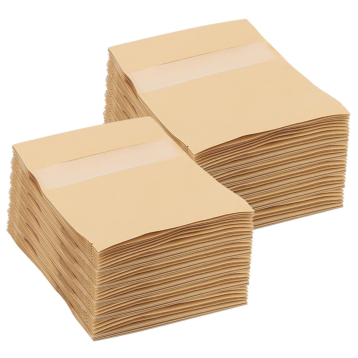 SHEUTSAN 200 Pack 6.6 x 9.4 Inch Kraft Stand Up Zip Lock Pouches, 17 x 24cm Brown Resealable Bags with Window, Reusable Kraft Zipper Paper Bags for Food Storage