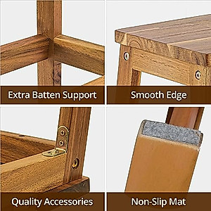 Wooden 2 Step Stool for Children Adults, Multifunctional Large Kitchen Step Helper for Toilet Bathroom Bedroom, Stepping Standing 2-Step Ladder, 16.9" D x 15.4" W x 19.6" H, Easy to Assemble, Natural