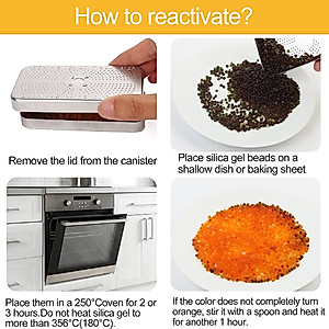 4 Packs 40Gram Indicating Silica Gel Desiccant Canister (Orange to Dark Green), Reusable Dehumidifier Desiccant, Moisture Absorbing, No Cobalt II Chloride