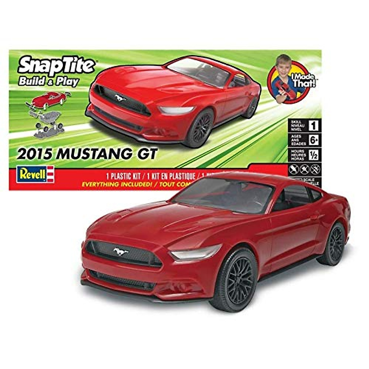Revell SNAPTITE Build + Play 2015 Mustang GT Model Kit, Red