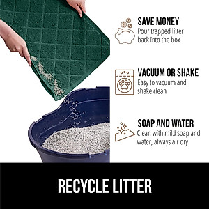 GORILLA GRIP Cat Litter Box Mat, 35x23, Water Resistant Kitty Litter Trapping Mat, Textured Backing, Easy to Clean, Less Waste and Clean Floors, Kitten Supplies for Indoor Cats, Soft on Paws, Green