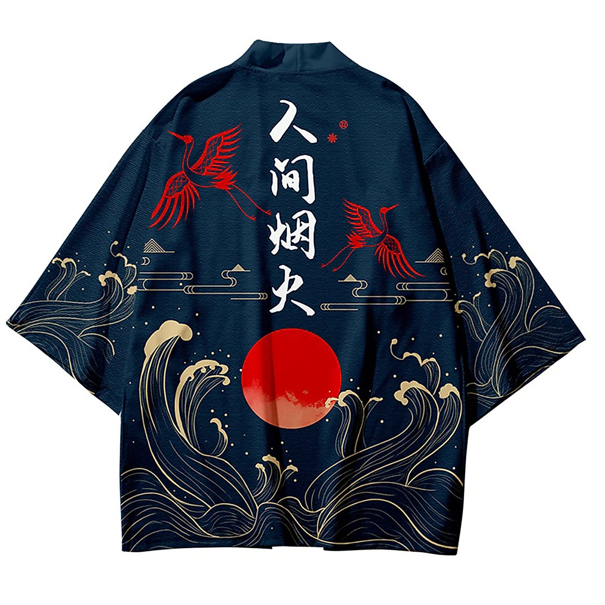 DOSLAVIDA Men's Japanese Kimono Jacket Set Stylish Open Front Coat With Shorts Chinese Style Printed Cardigan Suits