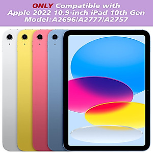 GGH Touchpad Keyboard Case for iPad 10th Generation,Multi-Touch Trackpad Keyboard Case with Apple Pencil Holder,360°Rotatable Protective Cover for Apple 2022 10.9-inch iPad(Light Purple)