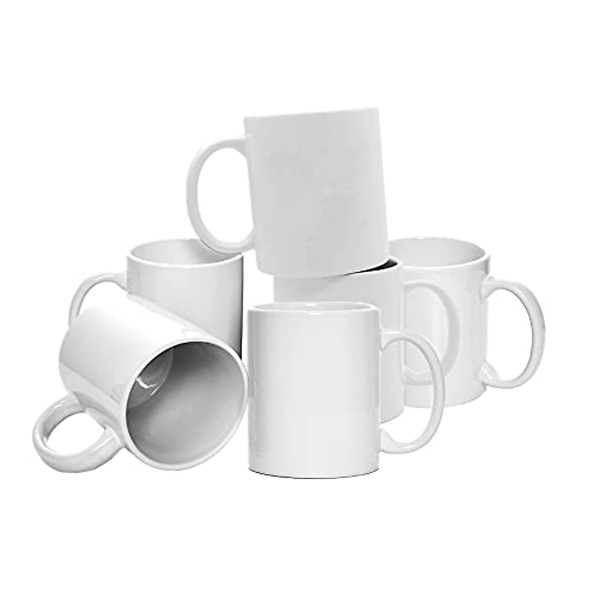 KISEER Set of 6 Sublimation Blank Mugs 11oz Classic Ceramic Coated Mugs Cup for Coffee, Milk, Tea, Hot Cocoa and DIY Printing