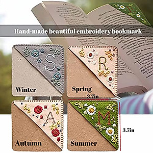 Personalized Hand Embroidered Corner Bookmark, 26 Letters Felt Triangle Corner Page Bookmark,Handmade Stitched Book Marker Bookmarks for Book Lovers Meaningful Gifts