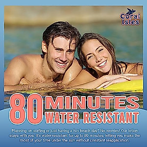 Coral Isles Reef Safe Sunscreen SPF 50 Lotion - Octinoxate & Oxybenzone Free - Hawaii Approved Sun Shield - Broad Spectrum UVA/UVB Protection - Waterproof, Odorless Skin Protector (6 Fl Oz)