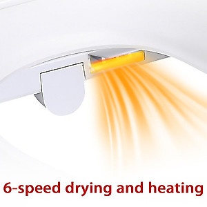 Electric Bidet Toilet Seat Round, 6-Speed Drying and Heating, Dual User Memory Mode, Instant Warmth and Comfort, Automatic Deodorization Function, Adjustable Bidet Sprayer, White, for Elderly, Women