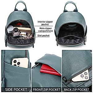 Wesccimo Genuine Leather Backpack Purse For Women Real Soft Leather Casual Daypack Travel Fashion Satchel