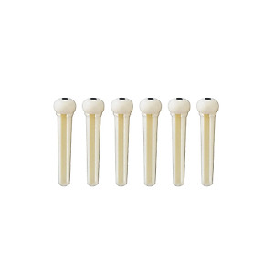 Metallor Acoustic Guitar Bridge Pins String Peg Guitar Parts Replacement Pack of 6 Pieces White with Black Dot.