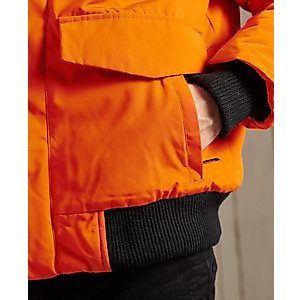 Superdry Mens Everest Bomber Jacket, Zip And Popper Fastening Orange Size M