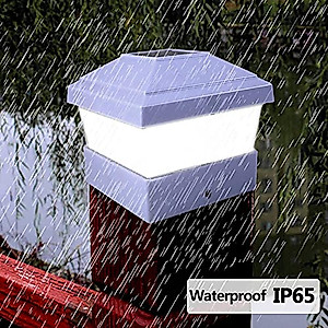 Solar Post Cap Light Outdoor 5x5 Fence Post Lights Solar Powered Waterproof Deck Lights White 30 Lumen High Brightness LED Post Lamp for Garden Patio Fence Deck Decoration (4 Pack)