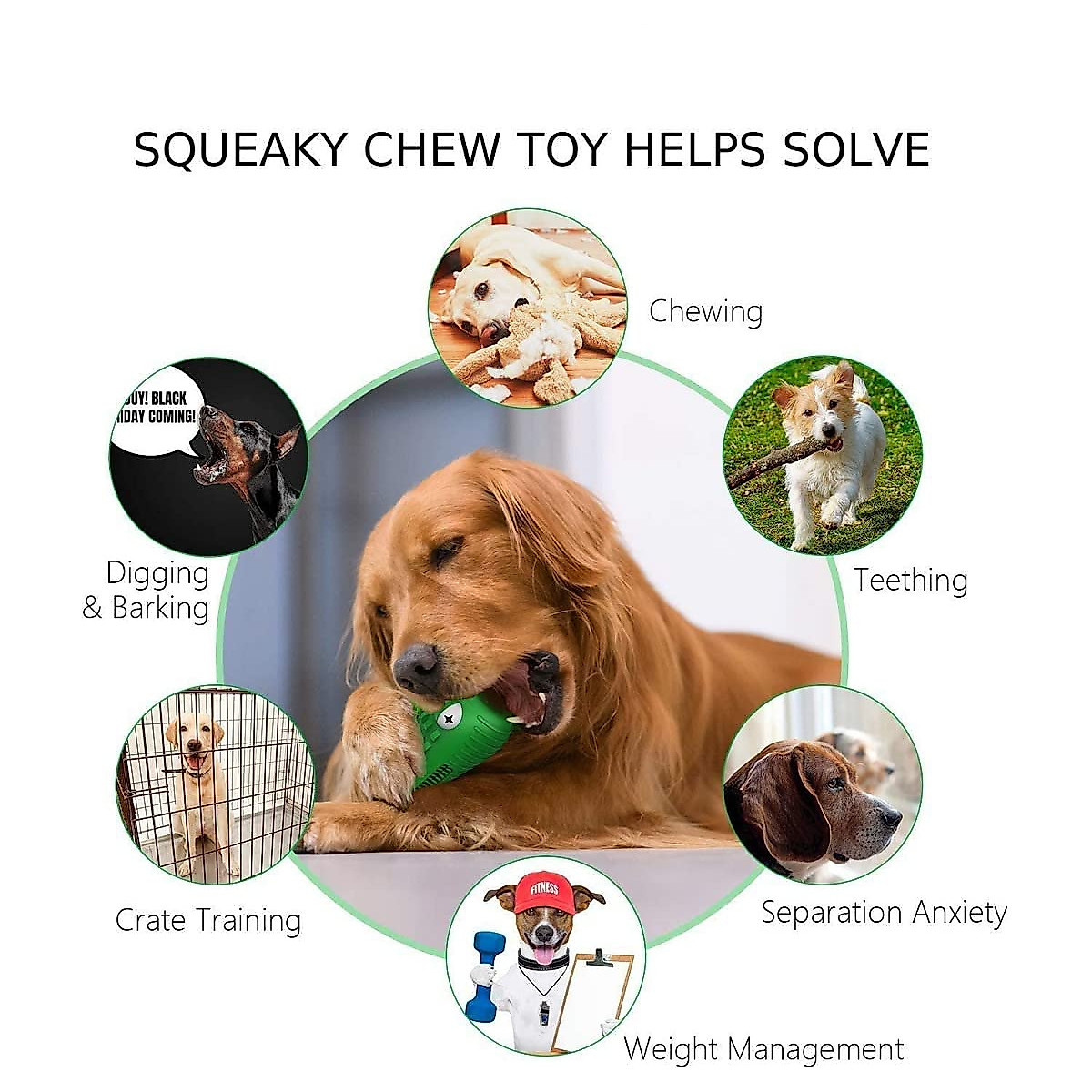 Dealhub Dog Chew Toy, Natural Rubber Dog Toothbrush Aggressive Chewers, for Medium to Large Dogs, Squeaky Dog Toy, Extremely Durable Dog Toy