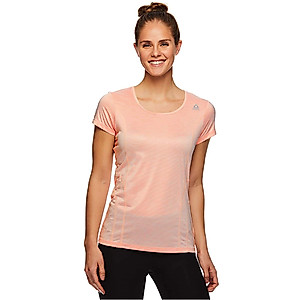 Reebok Womens Mini Burnout Basic T-Shirt, Pink, Small