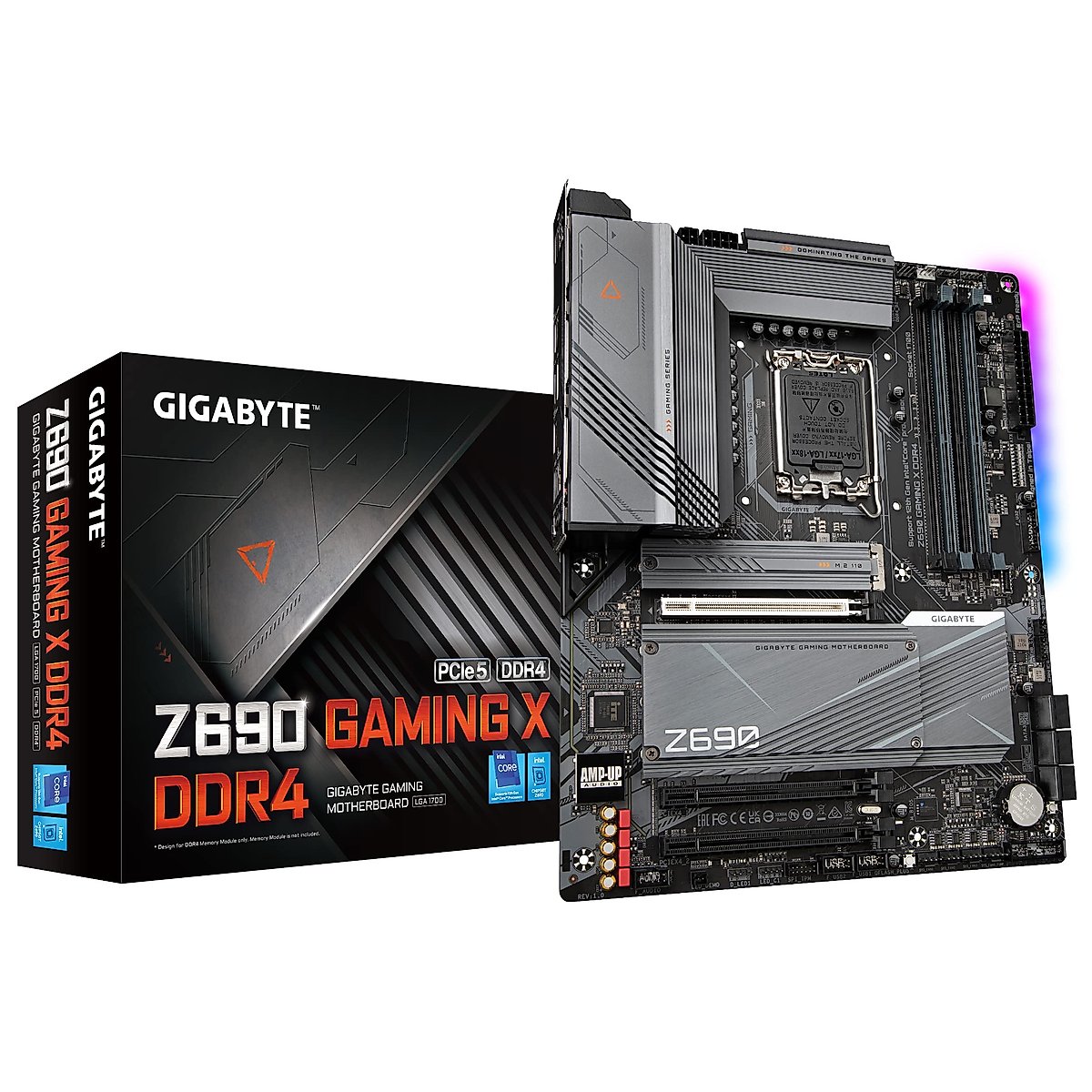 GIGABYTE Z690 Gaming X DDR4 (LGA 1700/ Intel Z690/ ATX/ DDR4/ Quad M.2/ PCIe 5.0/ USB 3.2 Gen2X2 Type-C/ 2.5GbE LAN/Gaming Motherboard)