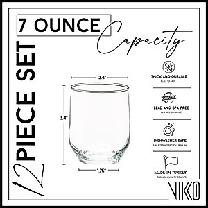 Vikko SMALL Juice Glasses 6 oz, Set of 6 Juice Glasses, Orange Juice Glasses, Fruit Juice Glasses, Small Glass Cups, Small Drinking Glasses, Durable Glass Tumblers, Dishwasher Safe