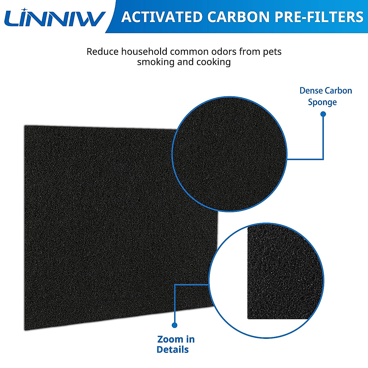 LINNIW 2 Pack 3304899 HEPA Filter Replacement Compatible with Coway AP1512HH AP-1512HH Mighty Air Purifiers, Replaces Parts # Filter 3304899, 2 HEPA Filters & 6 Pre-filters