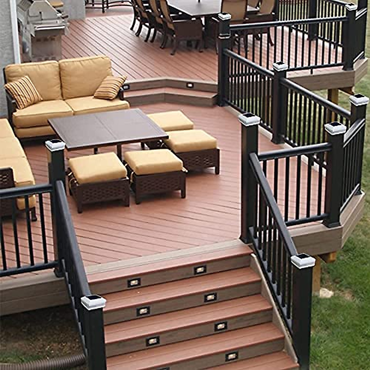 Sumaote Solar Post Cap Light, Outdoor Waterproof LED Solar Post Light Fits 4x4 5x5 6x6 Wooden Posts Fence Post Lights Platform Garden Patio Deck Lighting 6000K White Light, White Shell,1 Pack