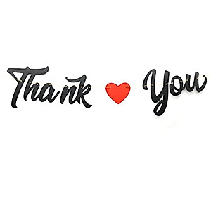 Paity Black Glitter Thank You Banner and signs for employees Engaged Wedding - Bridal Shower Bunting Thanksgiving Photo Booth Props Veterans Pre-Strung