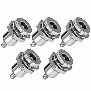 E-outstanding 5-Pack DC-099 5.5 mm x 2.1mm 30V 10A DC Power Jack Socket,Threaded Female Panel Mount Connector Adapter