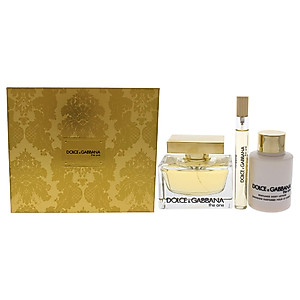 Dolce and Gabbana The One 2.5oz EDP Spray, 0.33oz EDP Spray, 3.3oz Perfumed Body Lotion Women 3 Pc Gift Set
