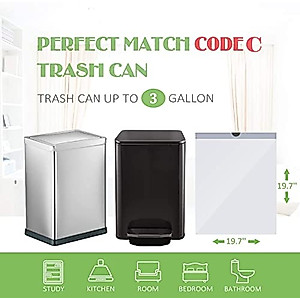 3 Gallon 220pcs Strong Drawstring Trash Bags Garbage Bags by Teivio, Bathroom Trash Can Bin Liners, Small Plastic Bags for home office kitchen, White