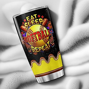 HUBUPU Tumbler 20 Oz With Lid And Straw, Softball Gifts, Softball Repeat Colorful