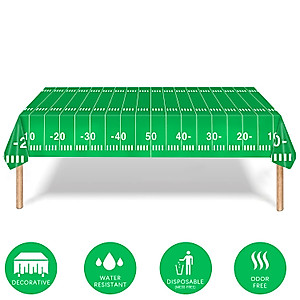 Oigco 3 Packs Party Football Tablecloth（54"x 108"）, Football Theme Party Plastic Touchdown Table Cover for Birthday Party Decorations Tailgate Football Party