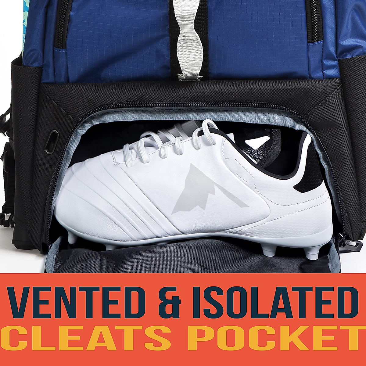 Athletico Turf Lacrosse Bag - Extra Large Lacrosse Backpack - Holds All Lacrosse or Field Hockey Equipment - Two Stick Holders and Separate Cleats Compartment (Blue)