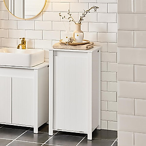 Haotian Laundry Cabinet Laundry Chest Bathroom Cabinet Storage Cabinet with Laundry Basket, White BZR100-W