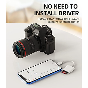 FIAHNG iPhone iPad Camera Memory Card Reader, Dual Slot SD TF Card Adapter, USB Type C, 4.8Gbps, Compact