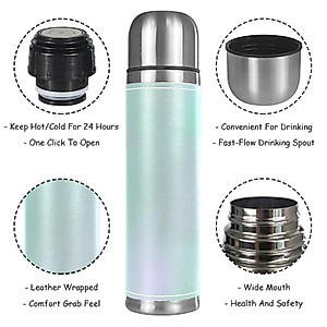 Stainless Steel Leather Vacuum Insulated Mug Colorful Texture Thermos Water Bottle for Hot and Cold Drinks Kids Adults 16 Oz