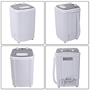 Portable Mini Compact Single Tub Washing Machine 10lbs Washer Spinner Washing Machine with Wash and Spin Cycle, Space Saving Full-Automatic Washer for Camping, Apartments, Dorms, College Rooms, RV's